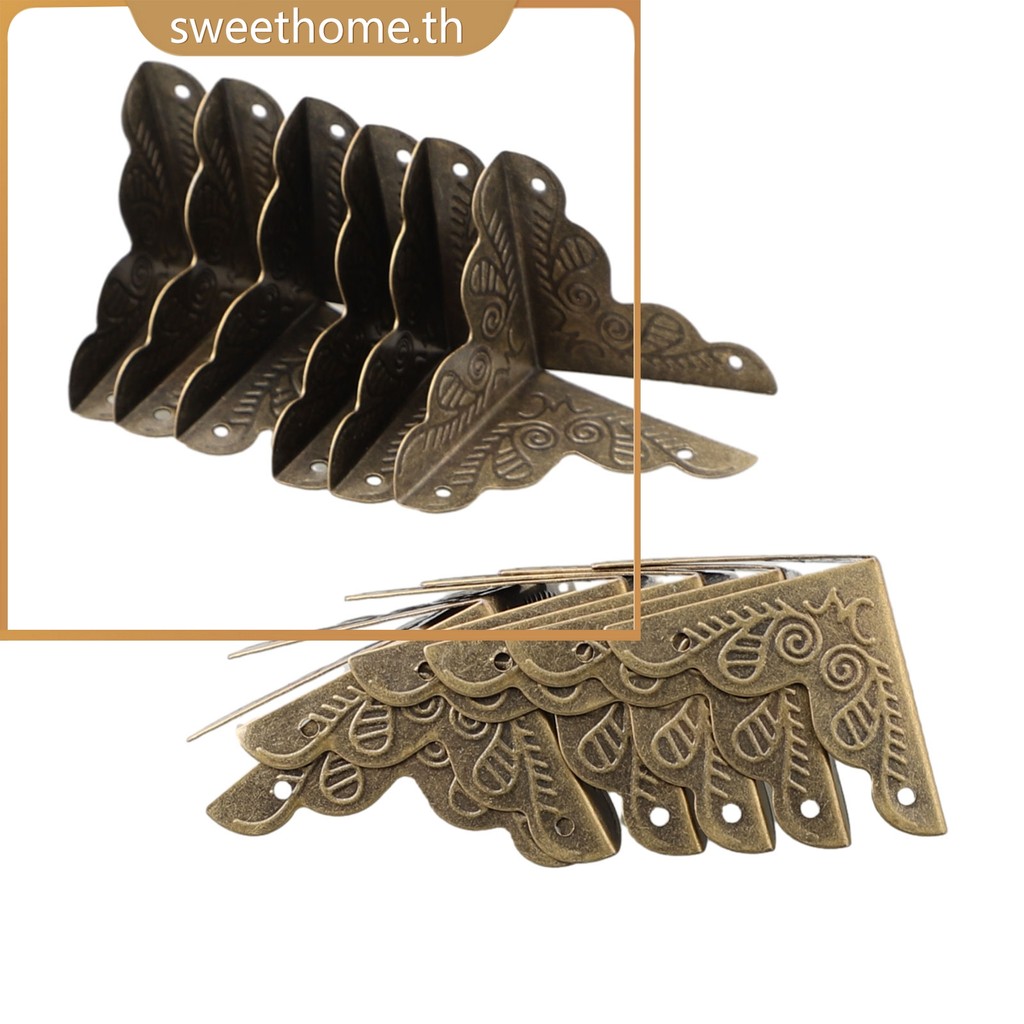 สวโฮม! 12x Case Box Corners Brackets Furniture Decor สามเหลี่ยมแกะสลัก ...