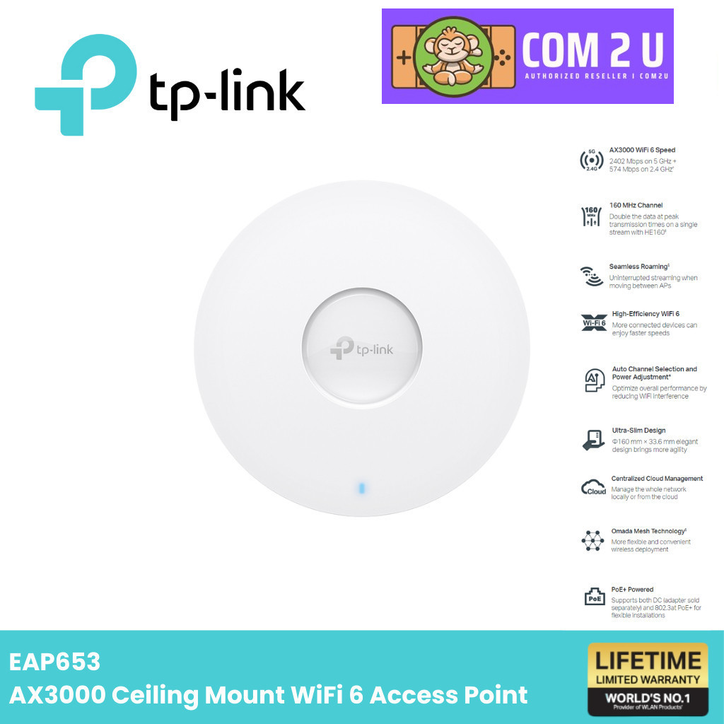 TP-LINK EAP653 AX3000 Ceiling Mount WiFi 6 Access Point | Shopee Thailand