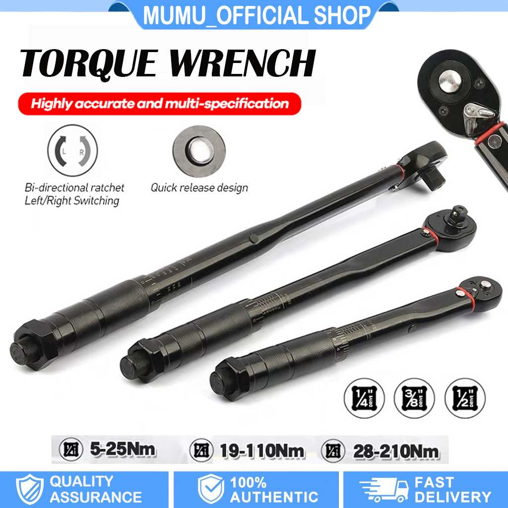 แม่นยำ 100% ด้ามขันปอนด์ 1/2" 28-210nm / 3/8” 19-110nm / 1/4” 5-25nm ประแจปอนด์ งานหนัก แข็งแรง ...