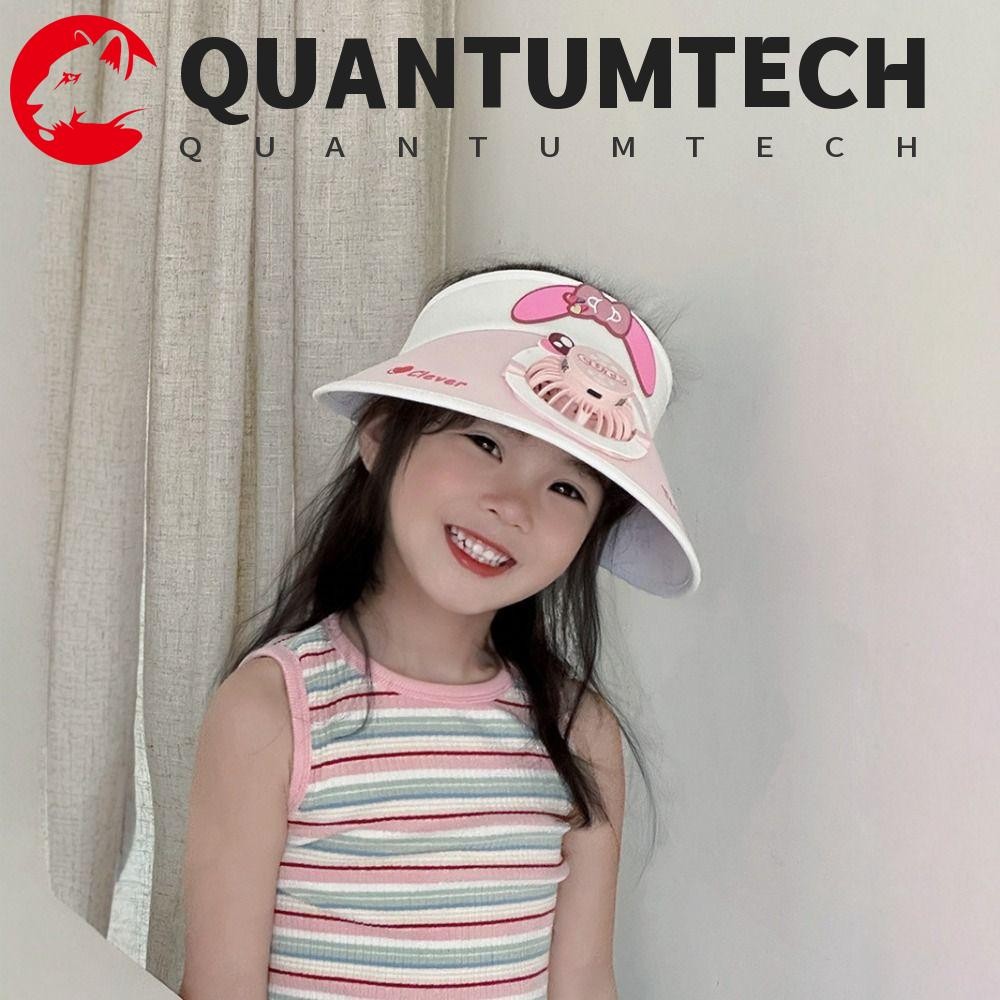 QUANTUMTECH พัดลมระบายความร้อน Sunhat, หมวกพัดลมเด็กฤดูร้อนปีกกว้าง, การ์ตูนกลางแจ้ง USB ชาร์จ ...