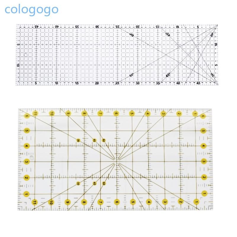 COLO Clear เย็บแม่แบบไม้บรรทัด Patchwork Quilting Mat เส้นสีคู่กริด ...