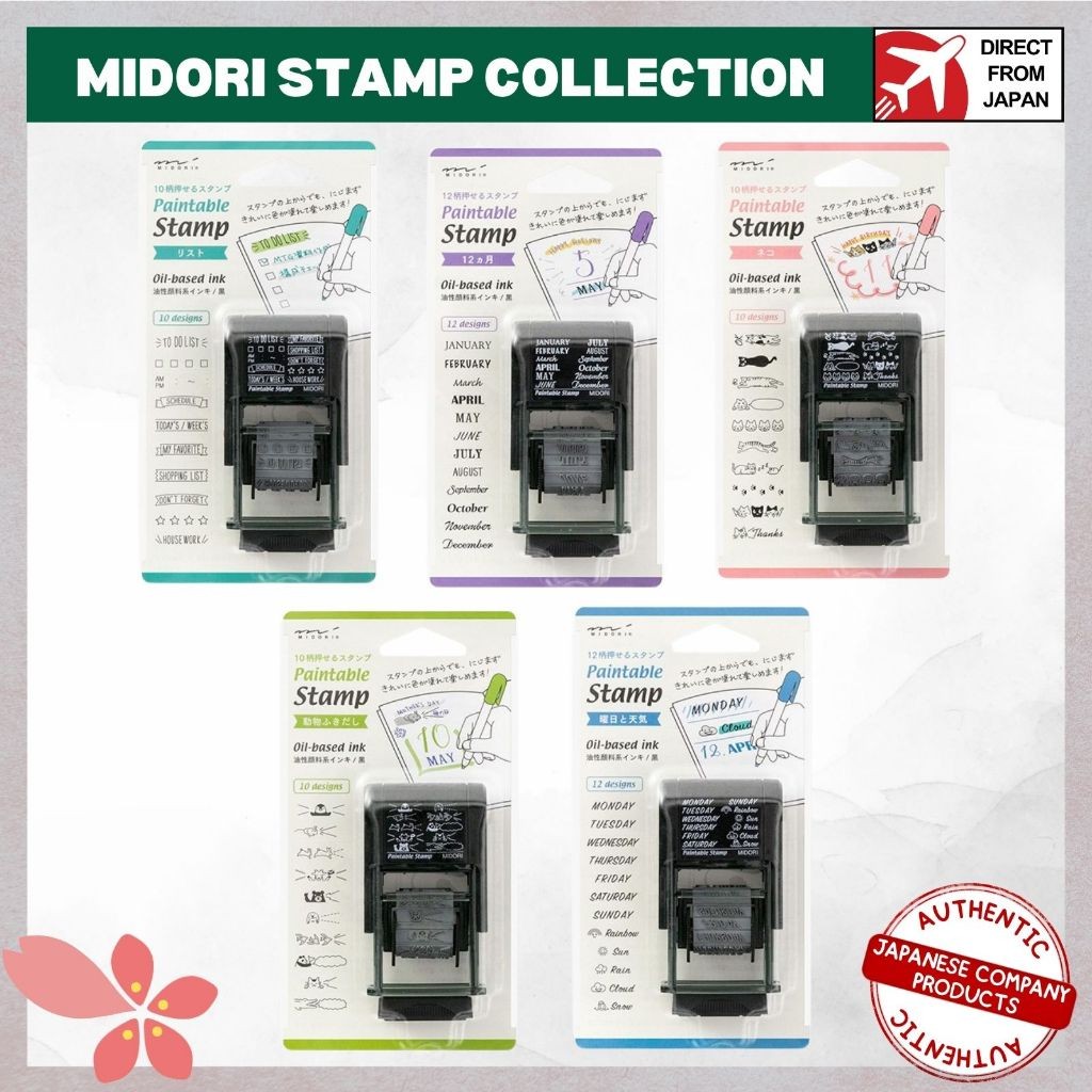 MIDORI Stamp Collection-แสตมป์ลูกกลิ้งสำหรับ Journal & Schedule (5แบบ ...