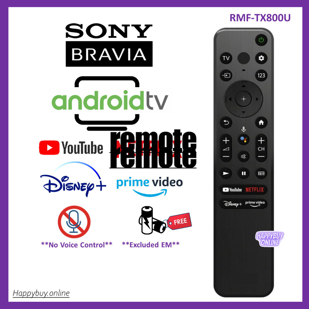 Sony QLED Android สมาร์ททีวีรีโมทคอนโทรล RMF-TX800U Sony Bravia Android ...