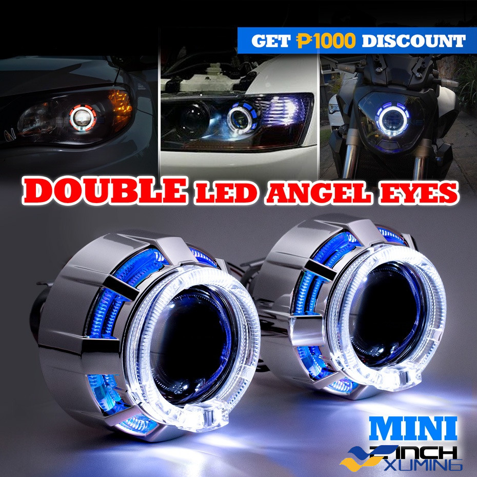Xm Mini 2.0 นิ้ว Bi- ไฟหน้าเลนส์โปรเจคเตอร์ Double LED Angel Eyes DRL ...