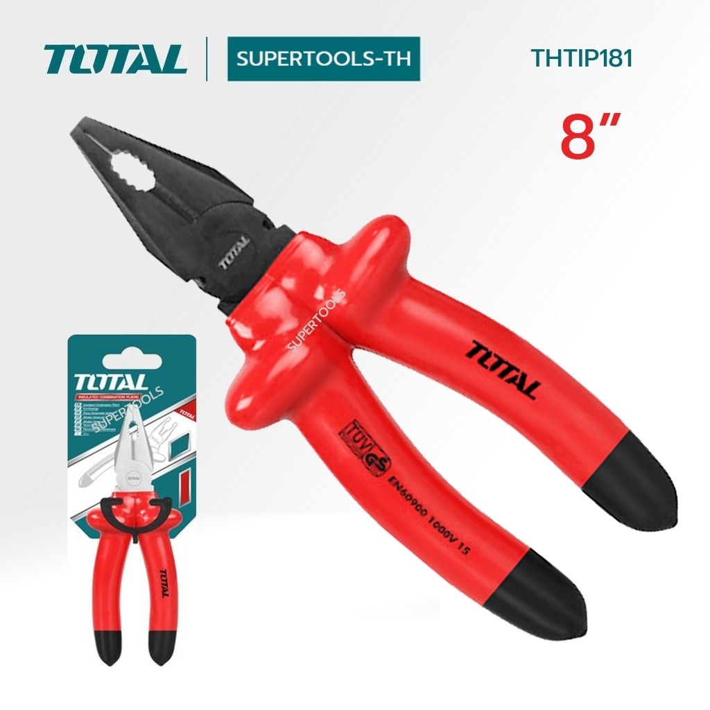 TOTAL คีมปากจิ้งจกหุ้มฉนวน ขนาด 7" THTIP171 , 8" THTIP181 เครื่องมือ อุปกรณ์ช่าง Supertools ...