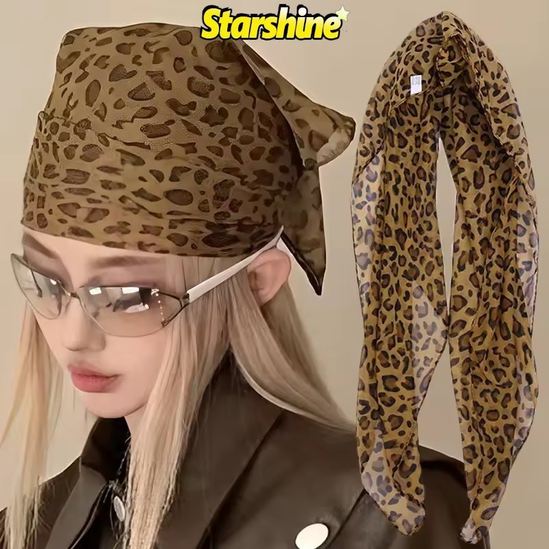 Y2k Retro Leopard Headscarf - ผู้หญิงสาวคุณภาพสูงสบายแฟชั่น Headscarf ...