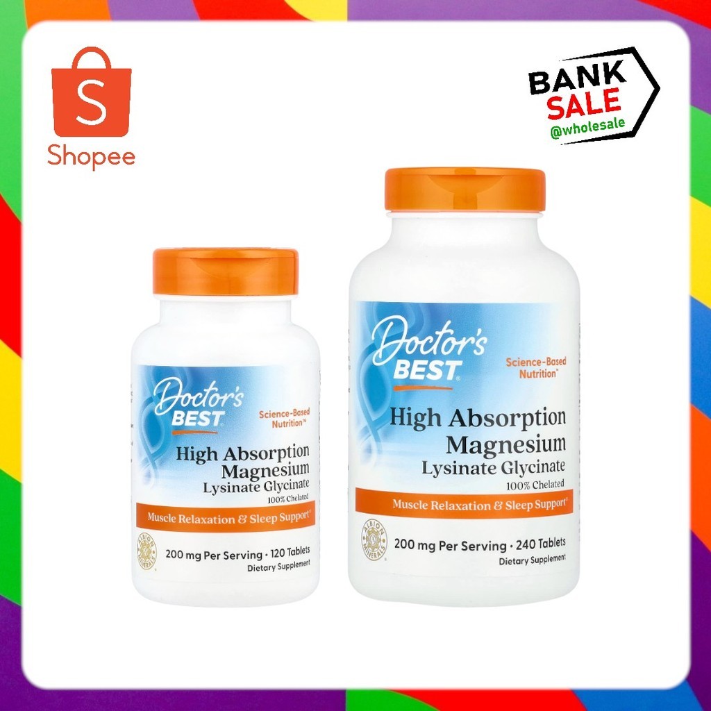 Doctor's Best, High Absorption Magnesium, 200 mg, 120 Tablets, (100 mg ...