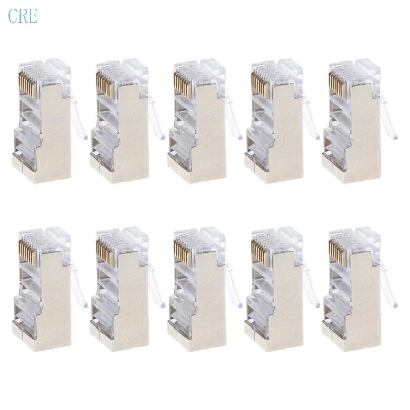CRE CAT-6 RJ45 Shielded Stranded Crimp Modular Plug Connector ซ็อกเก็ต ...