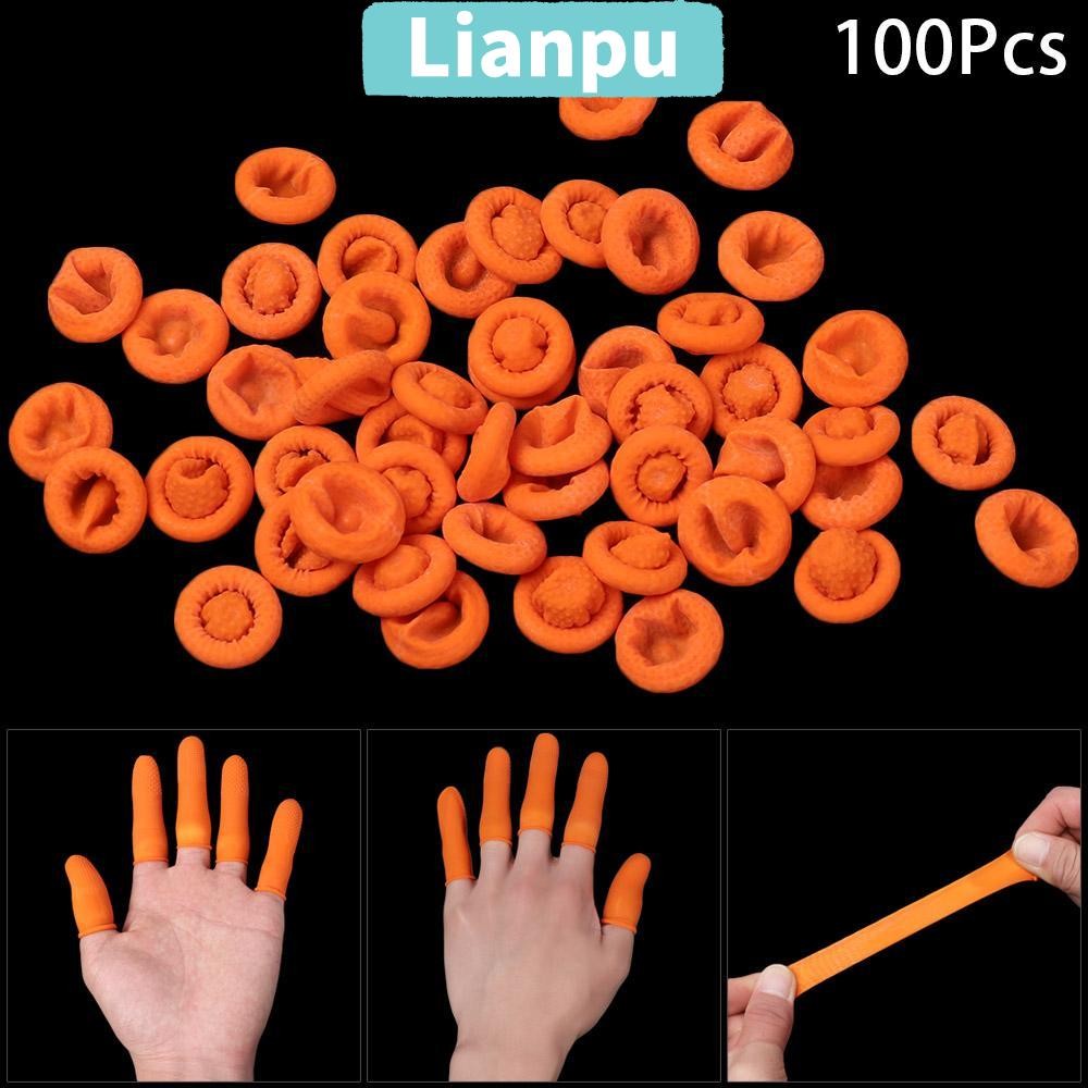 LIANPU 100PCS สีส้ม Finger Cots ลื่นปลายนิ้วป้องกันเล็บเครื่องมือถุงมือ ...