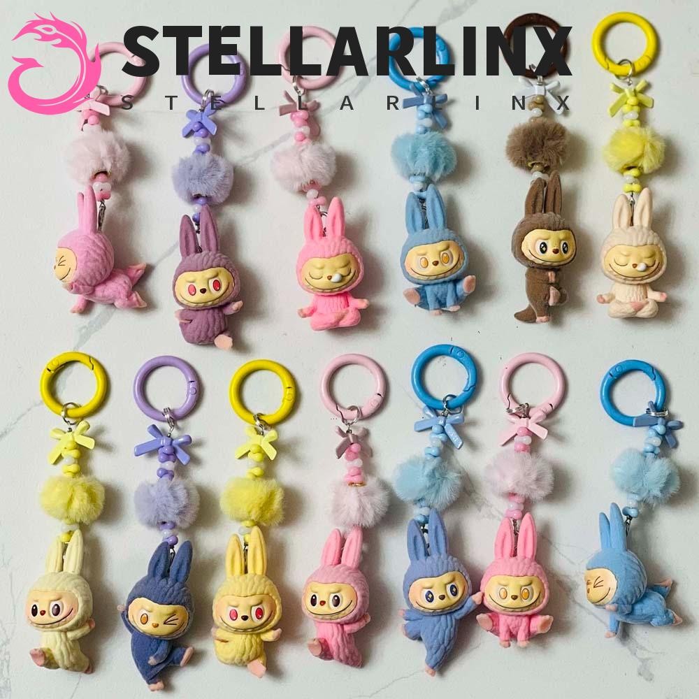 Stellarlinx Lazy Yoga Labubu Doll, ซิลิกาเจล Plush Ball Flocking Labubu Key Ring, จี้สร้างสรรค์ ...