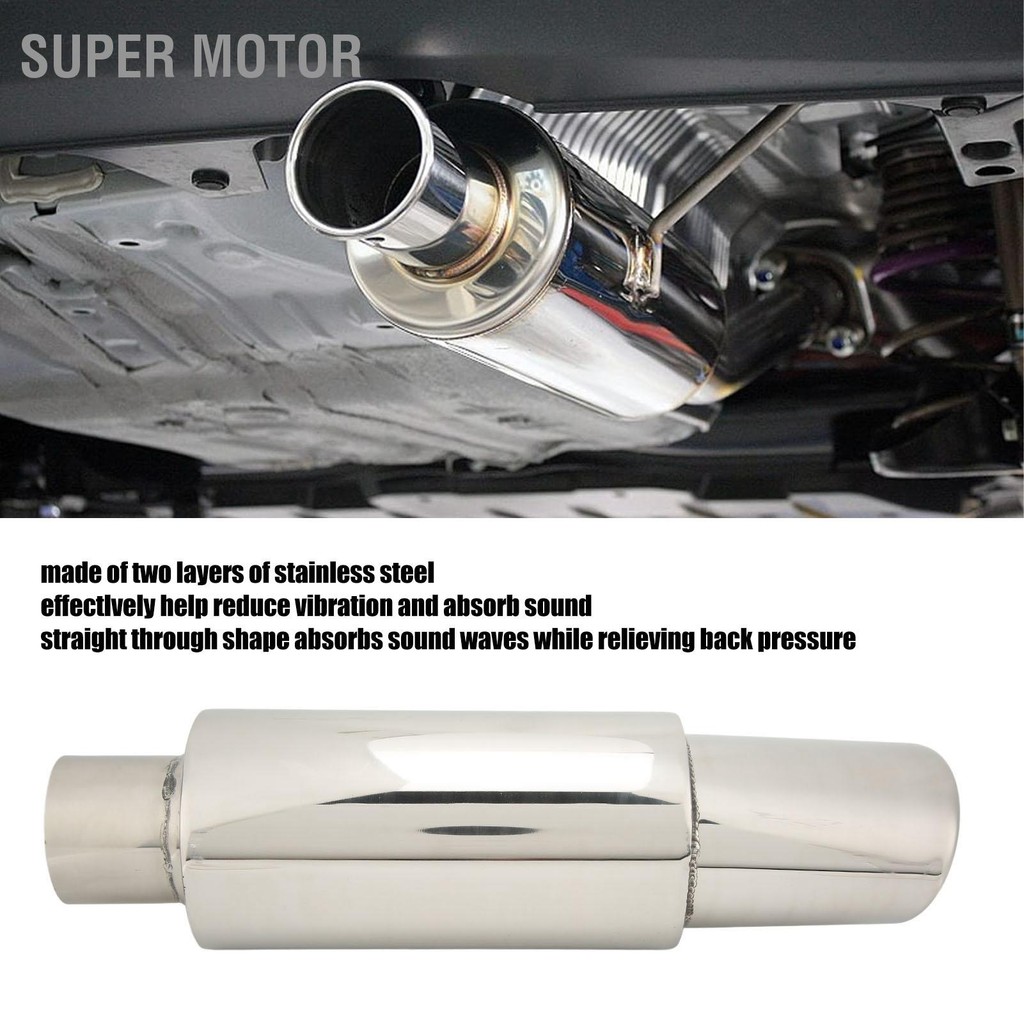 Super Motor Car Exhaust Muffler Straight Through Deep Tone Stainless ...