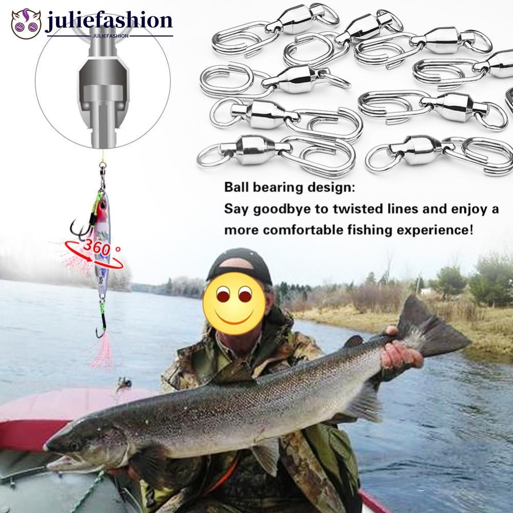 Juliefashion 1 PC แบริ่งสแตนเลสหมุนรูปไข่แยกแหวน Hooked Snap Rolling หมุน Lure Connector อุปกรณ์ ...