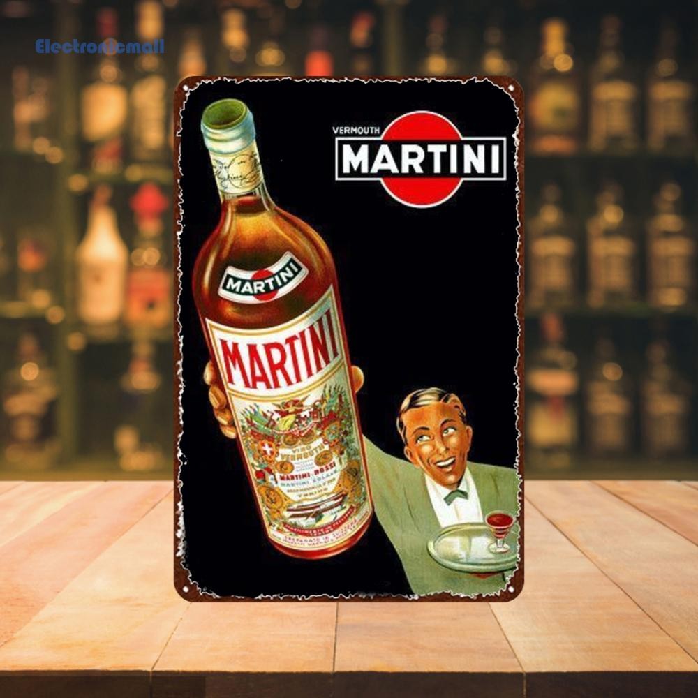 โลหะ Martini Tin Sign ภาพวาดเหล็กสี่เหลี่ยม Wall Home Bar Decor20x30 ...