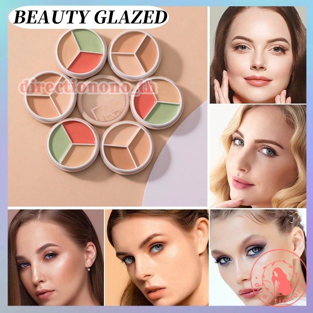 BEAUTY GLAZED Concealer 3 Colors Face Concealer Palette Green Pink ...