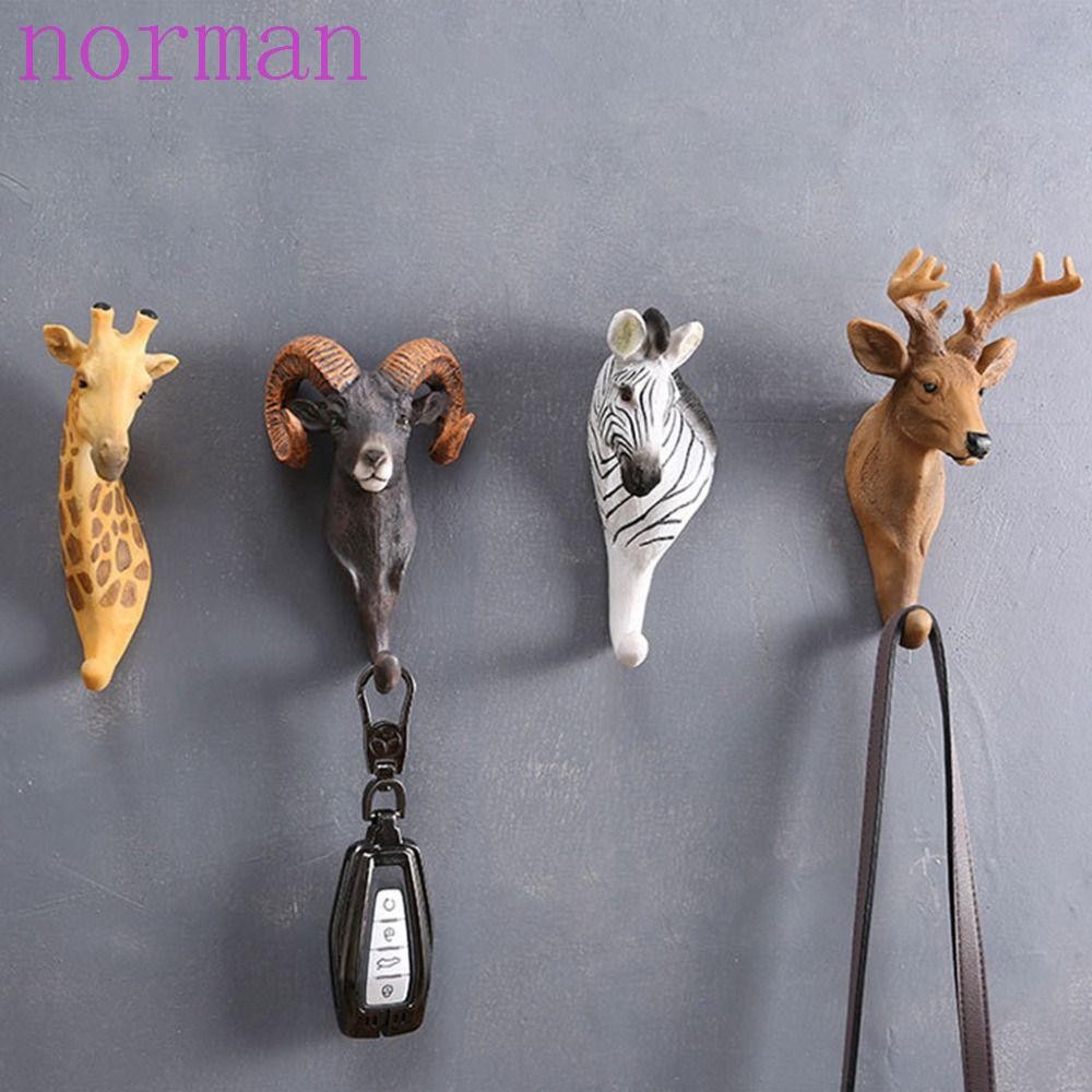 NORMAN ตะขอติดผนังสัตว์ 3D, Creative Giraffe Vintage Resin Wall Coat ...