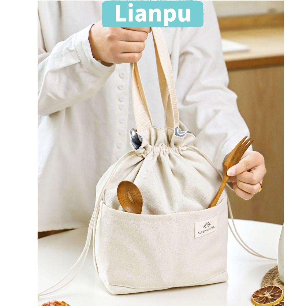 กล่องอาหารกลางวัน LIANPU, กล่องอาหารกลางวันหุ้มฉนวนผ้าใบแบบมีเชือกรูด ...