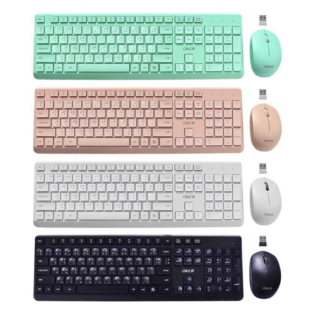 พิมพ์ไว แท้100% OKER K788 WIRELESS DESKTOP keyboard mouse Combo set ชุด เมาส์ + คีย์บอร์ด ไร้สาย ...