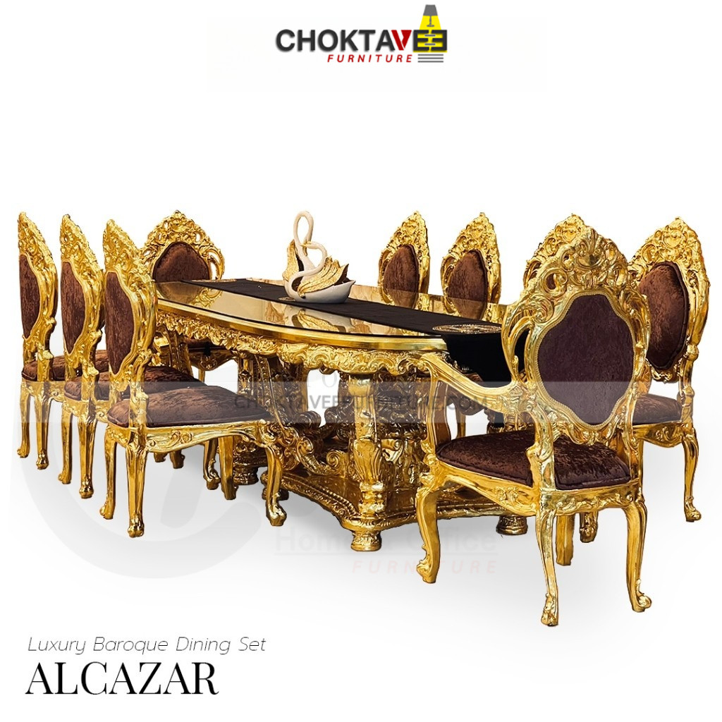 ชุดโต๊ะอาหาร 10P. 300cm. วินเทจ หลุยส์ สีทอง (Grand Diamond Classic Sr.) รุ่น SET-TTB-LV ALCAZAR ...