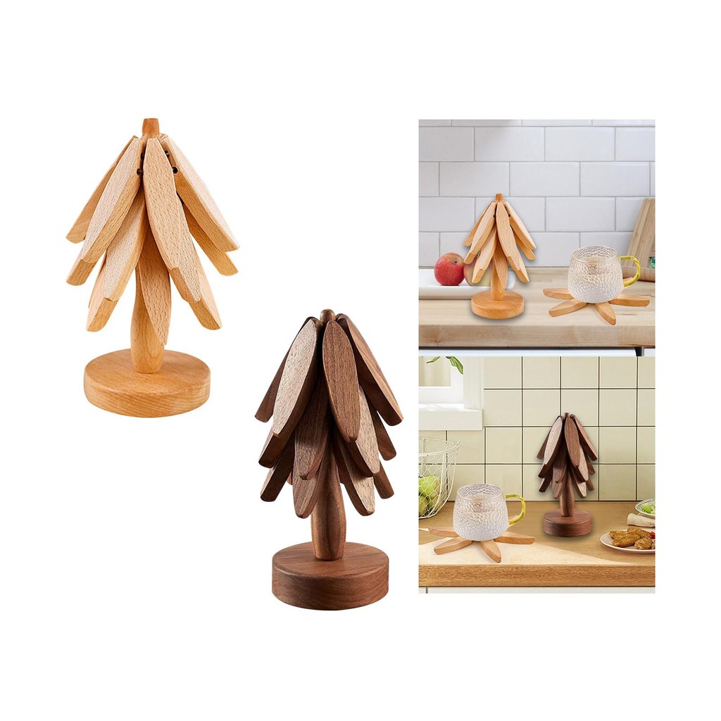 [Tachiuwa21] 3x Wood Coaster Tree Centerpiece ที่รองแก้วป้องกันโต๊ะแบบ ...