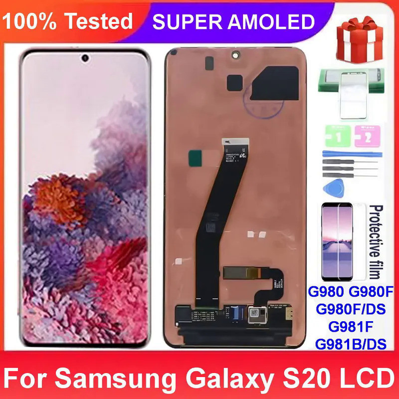 Super AMOLED สําหรับ Samsung Galaxy S20 G980 G980F G981F จอแสดงผล LCD หน้าจอสัมผัส Digitizer ...