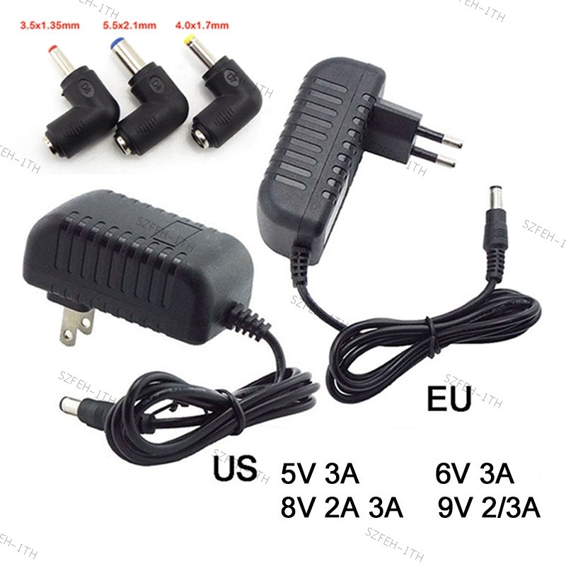 Ac 220V ถึง DC 5V 6V 8V 9V 2A 3A แหล่งจ่ายไฟอะแดปเตอร์ชาร์จมุมขวา 5.5x2.1 3.5x1.35 DC แจ็ค ...
