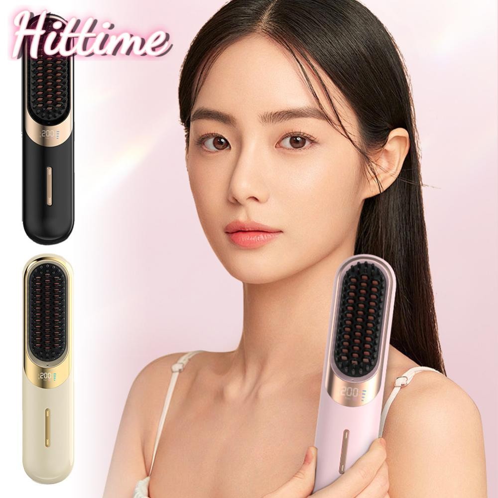 Hittime หวียืดผมไร้สายไอออนลบดูแลเส้นผม USB ชาร์จแห้งเปียก Dual-use Straightener เซรามิคความร้อน ...