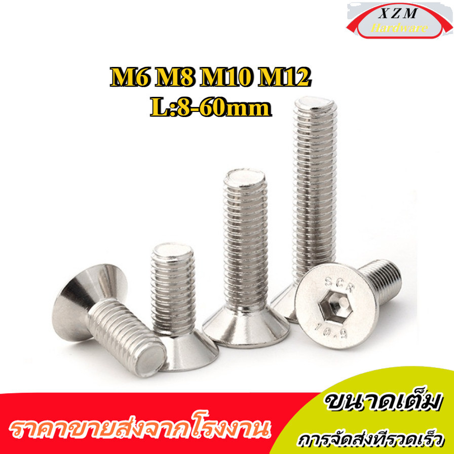 M6/m8/m10/m12 หัวจมนิกเกิลหัวจมหกเหลี่ยมเกรด 10.9 สกรูสลักเกลียวหัวแบนแข็ง [XZM-WDY] | Shopee ...