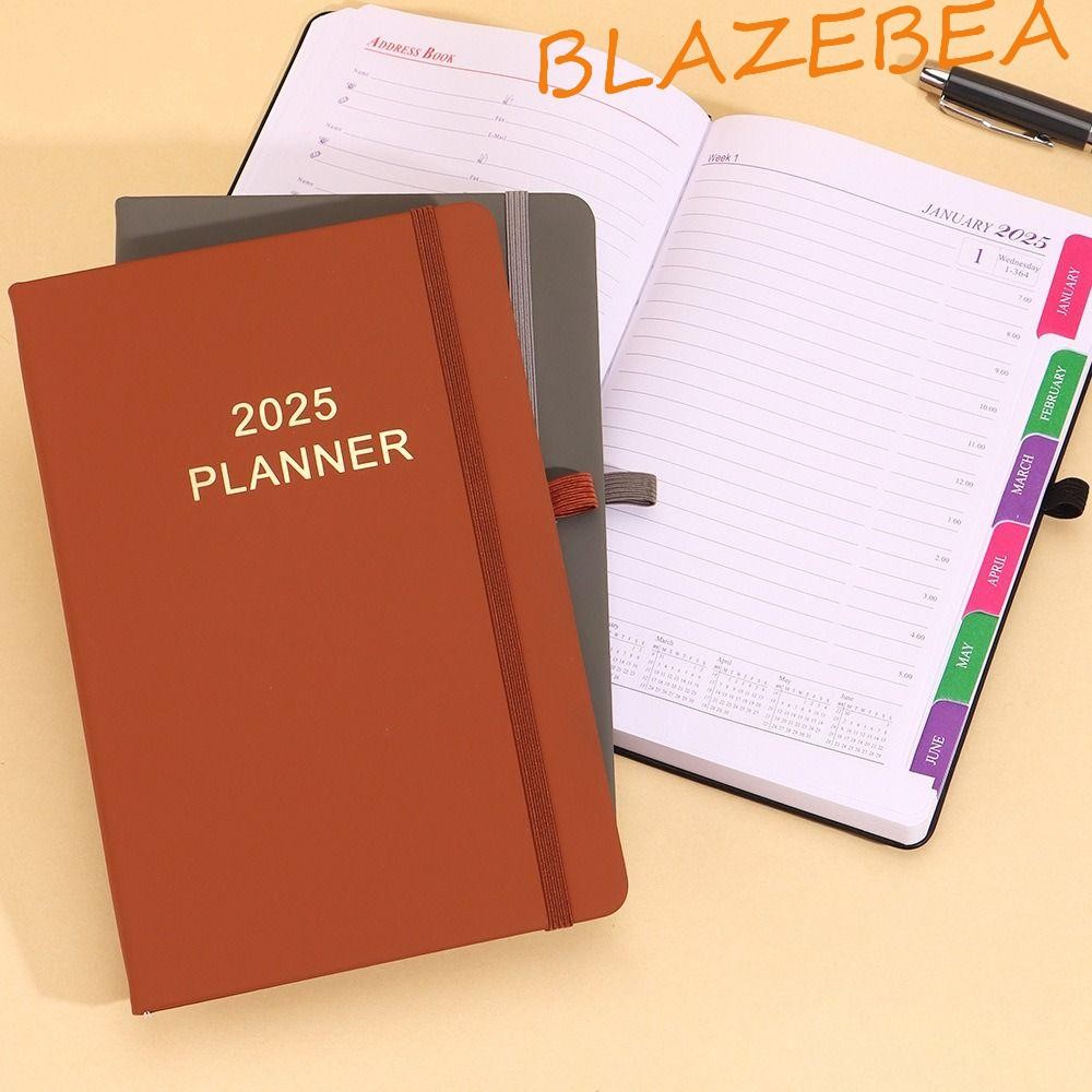 Blazebea 2025 สมุดบันทึกวางแผน, พร้อมสายรัดสมุดบันทึกปฏิทินกําหนด, สมุดบันทึกวางแผนรายวันแบบพกพา ...