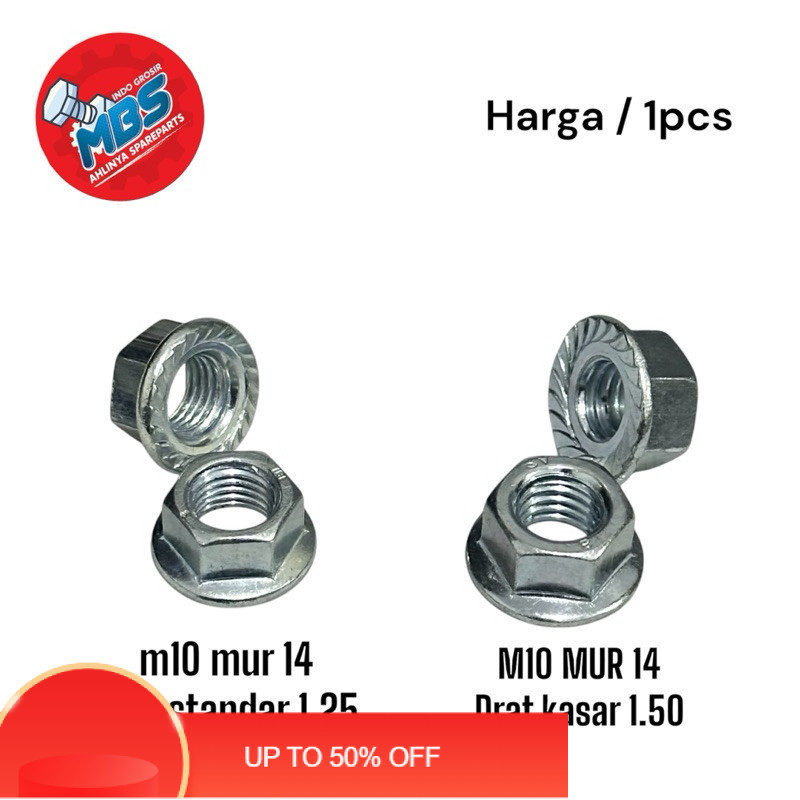 Gosir NUTS MUR M10 BOLT 14 DRAT 1,25 1,250 ROUGH และ SMOOTH MUR FLANGE ...