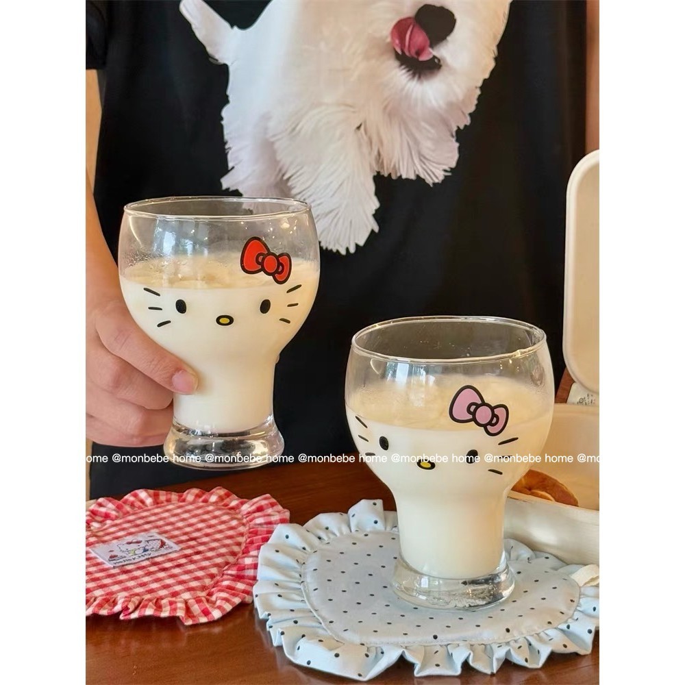 แก้วนม แก้วน่ารัก ลายkt2สีให้เลือก ขนาด 360ml พร้อมส่ง！！！ | Shopee Thailand