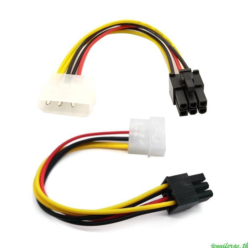 Jenniferac 2PCS 4-Pin ถึง 6-Pin อะแดปเตอร์สาย Molex LP4 4PIns PCI ...