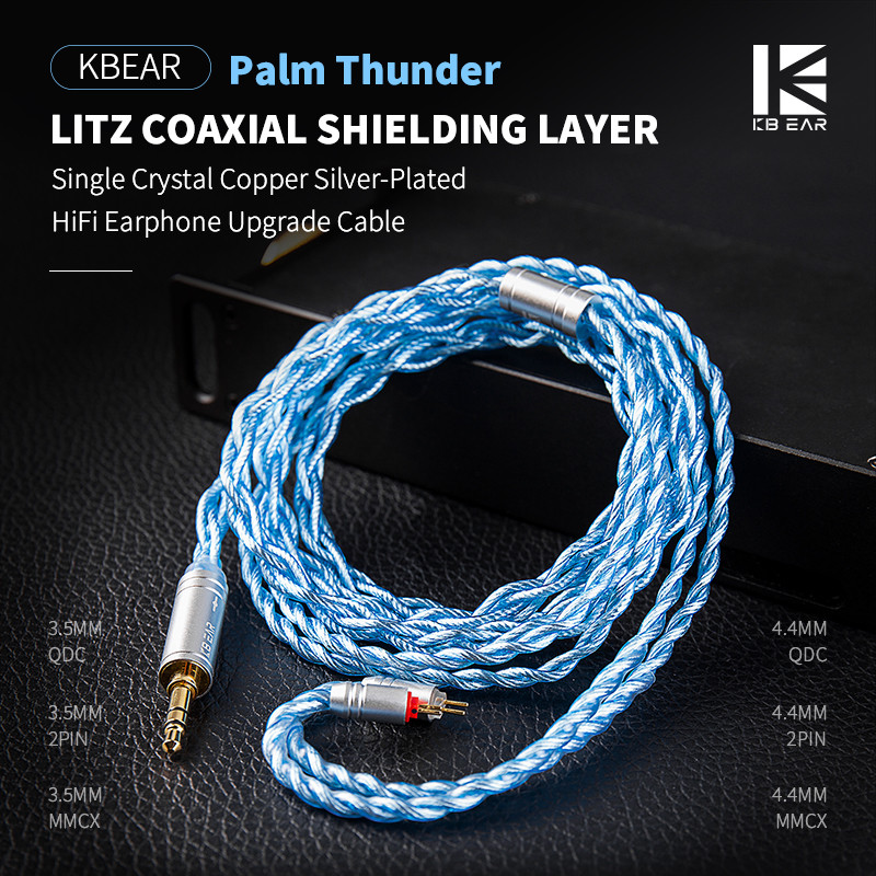 KBEAR Palm Thunder 4 Core OCC Silver Plated Balance Cable In-Ear Hifi หูฟังสายต่อ 0.75/0.78 2PIN ...