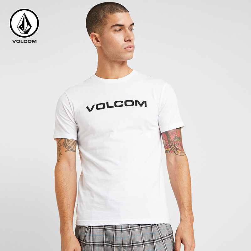 VOLCOM โวลคอม ใหม่ผู้ชายผ้าฝ้าย 100% พรีเมี่ยมลําลองจดหมายพิมพ์รอบคอแขนสั้นเสื้อยืด | Shopee ...