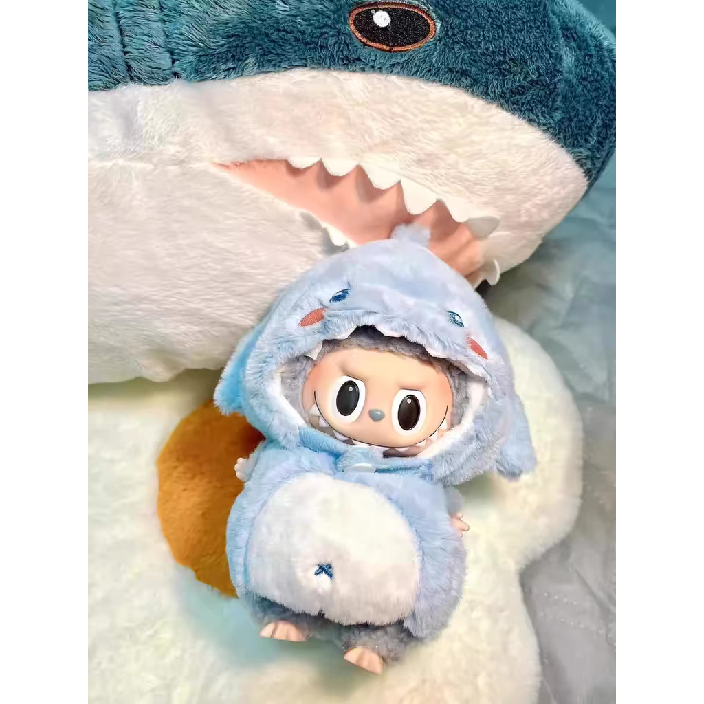 สําหรับ 17 ซม. Labubu Macaron กํามะหยี่ตุ๊กตา Shark ชุดหัวไดโนเสาร์ชุด ...