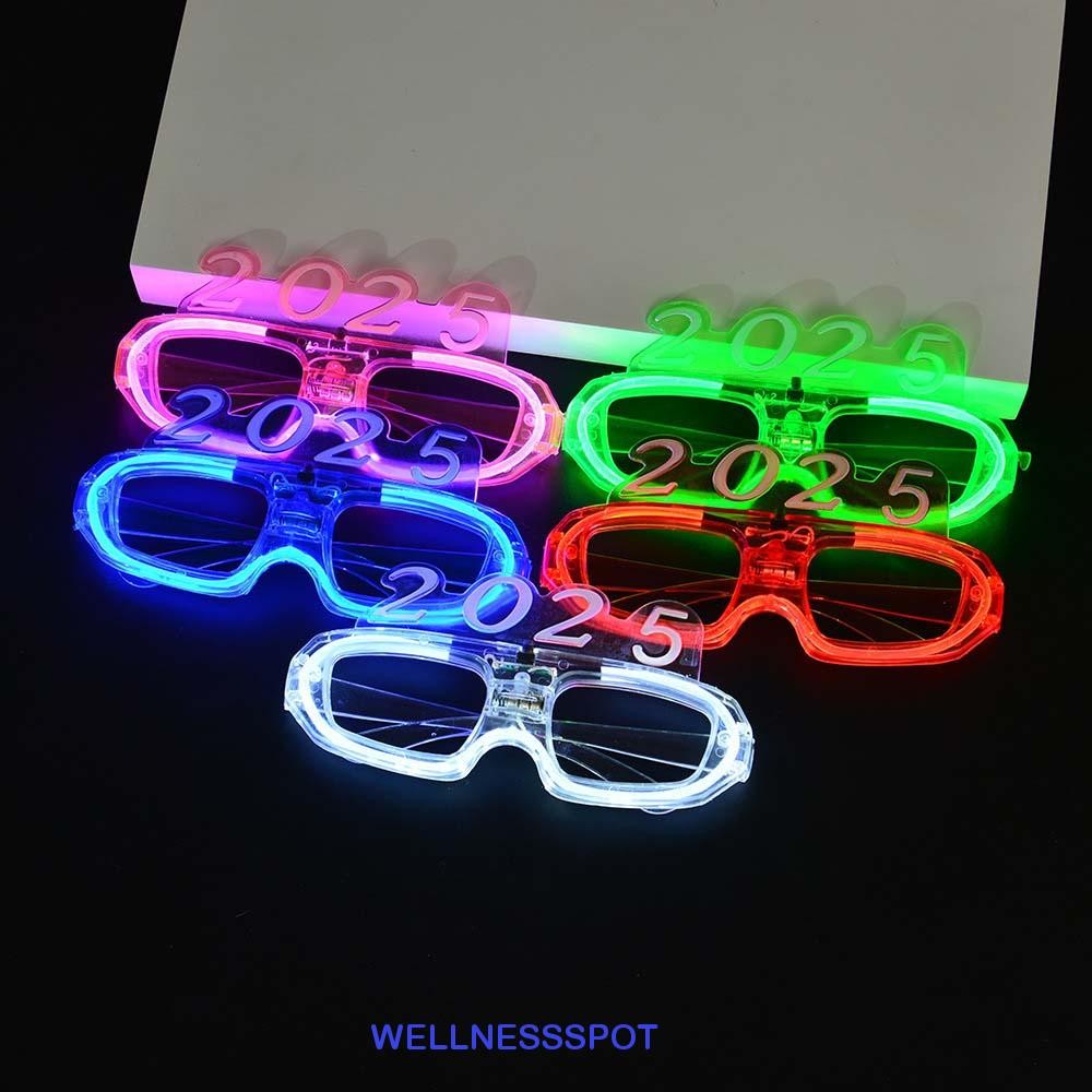 Wellnessspot 2025 แว่นตาเรืองแสงสวัสดีปีใหม่, LED Glow Number Letter 2025 แว่นตาเรืองแสง LED ...