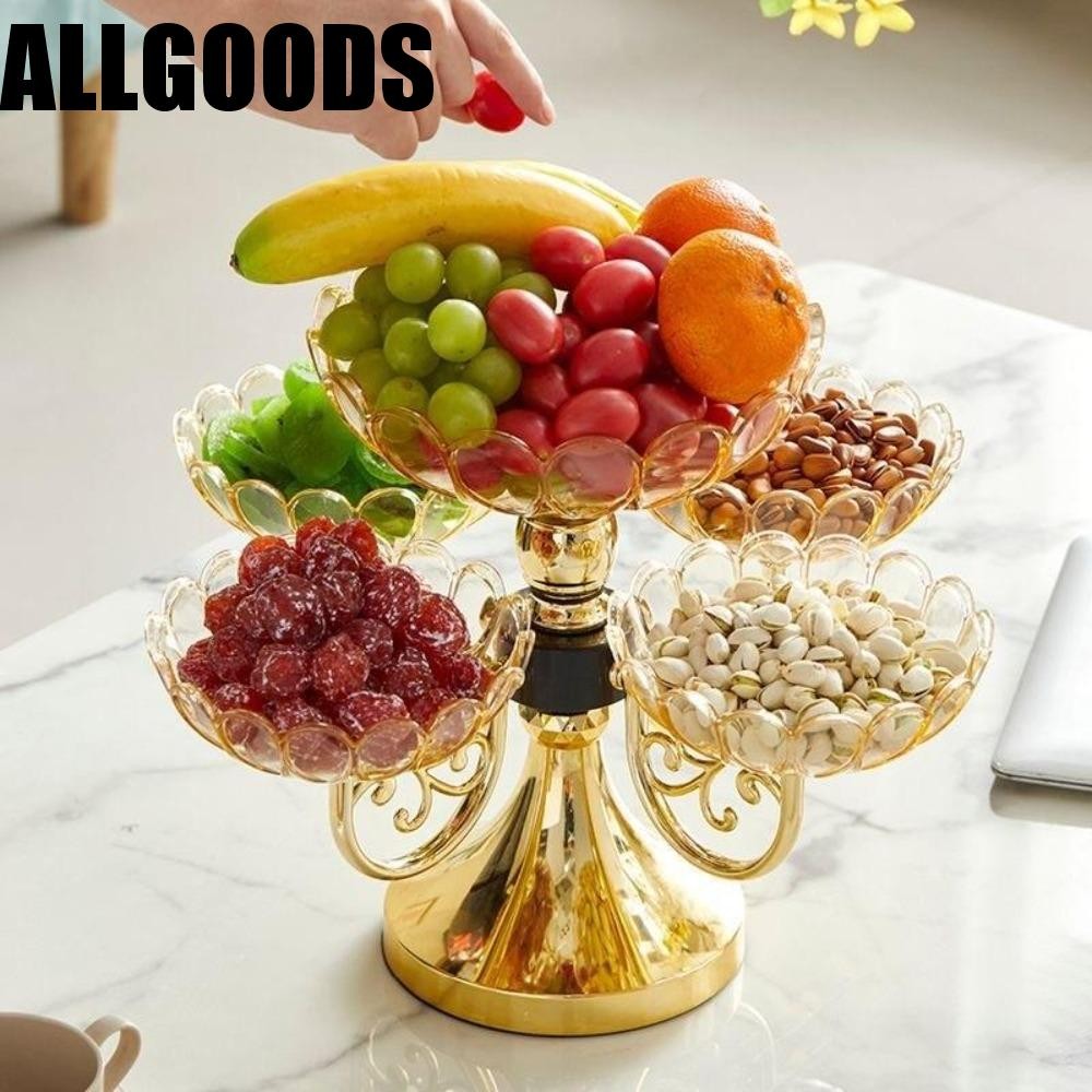 Allgoods จานผลไม้, ถาดเสิร์ฟขนมแบบหมุนได้หลายชั้น, งานแต่งงานบนโต๊ะอาหารคริสตัลเลียนแบบสไตล์ ...
