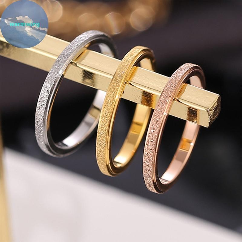 Warmwing Stackable Stainless Steel Frosted Ring Simple Band ขนาด 6-10 แหวน Unisex งานแต่งงานและ ...