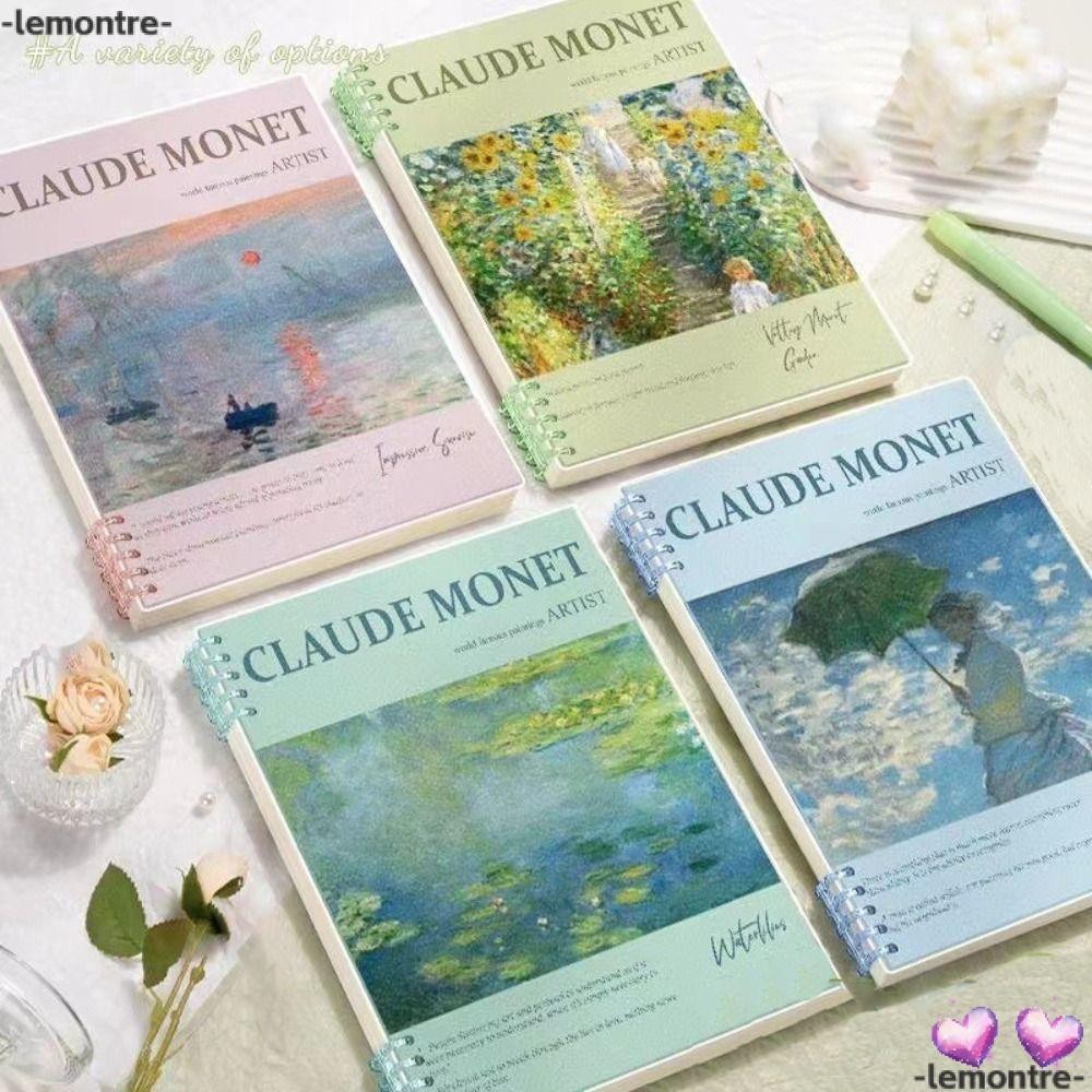 LEMONTRE A5 สมุดโน๊ตแบบหลวม, สีน้ํามัน Monet เขียนเรียบ Binder แหวน ...