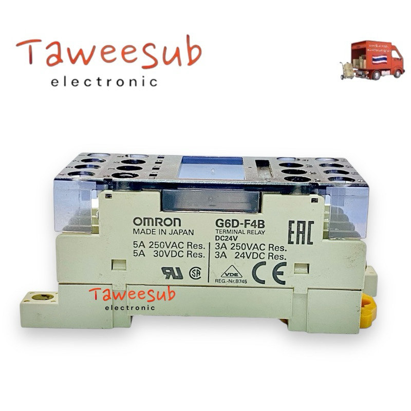 G6D-F4B-DC24V-4CH ชุดรีเลย์ 4ตัว พร้อมซ็อกเก็ตมีฝาปิด แบบยึดราง มี ...