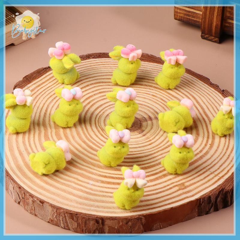[InthehotT] ตุ๊กตากระต่ายโบว์น่ารัก 3D Flocking รูปปั้นกระต่ายตุ๊กตาโมเดลตุ๊กตาตกแต่งภูมิทัศน์ ...