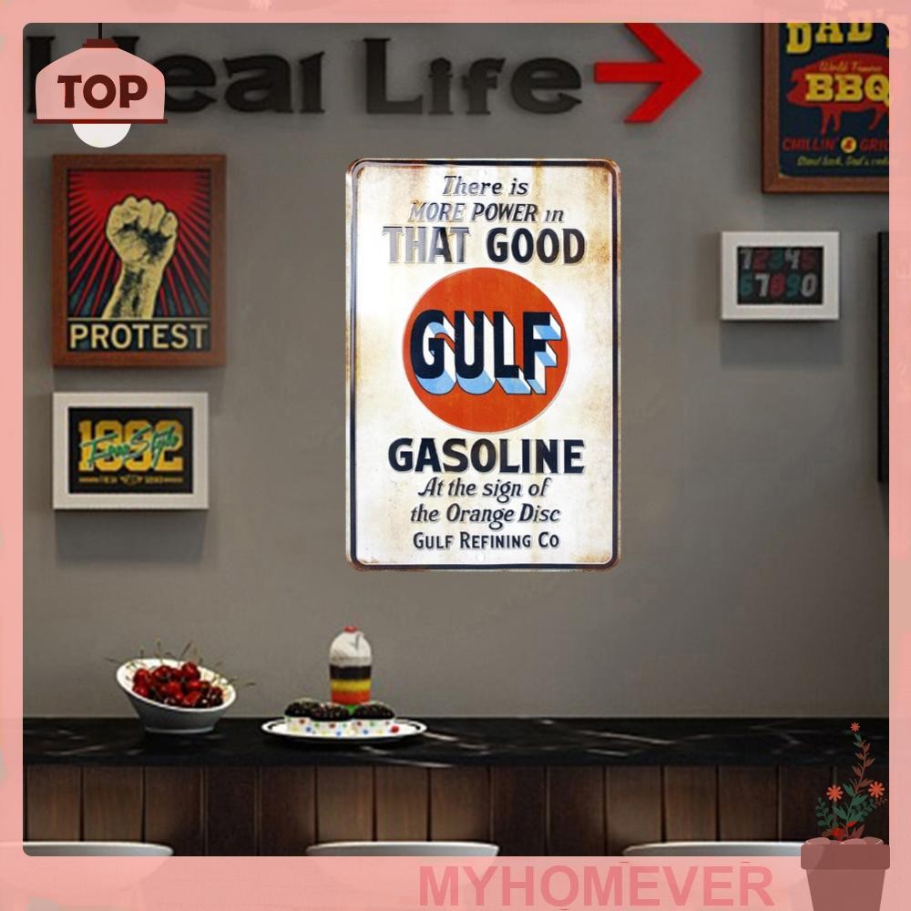 Metal Gulf Oil Tin Sign ภาพวาดเหล็กสี่เหลี่ยม Wall Home Bar ...
