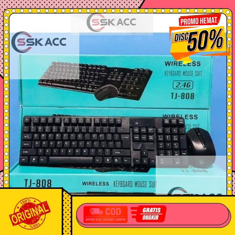 คีย์บอร์ดและเมาส์ไร้สาย TJ-808 WHOLESALE-COMPUTER | Shopee Thailand