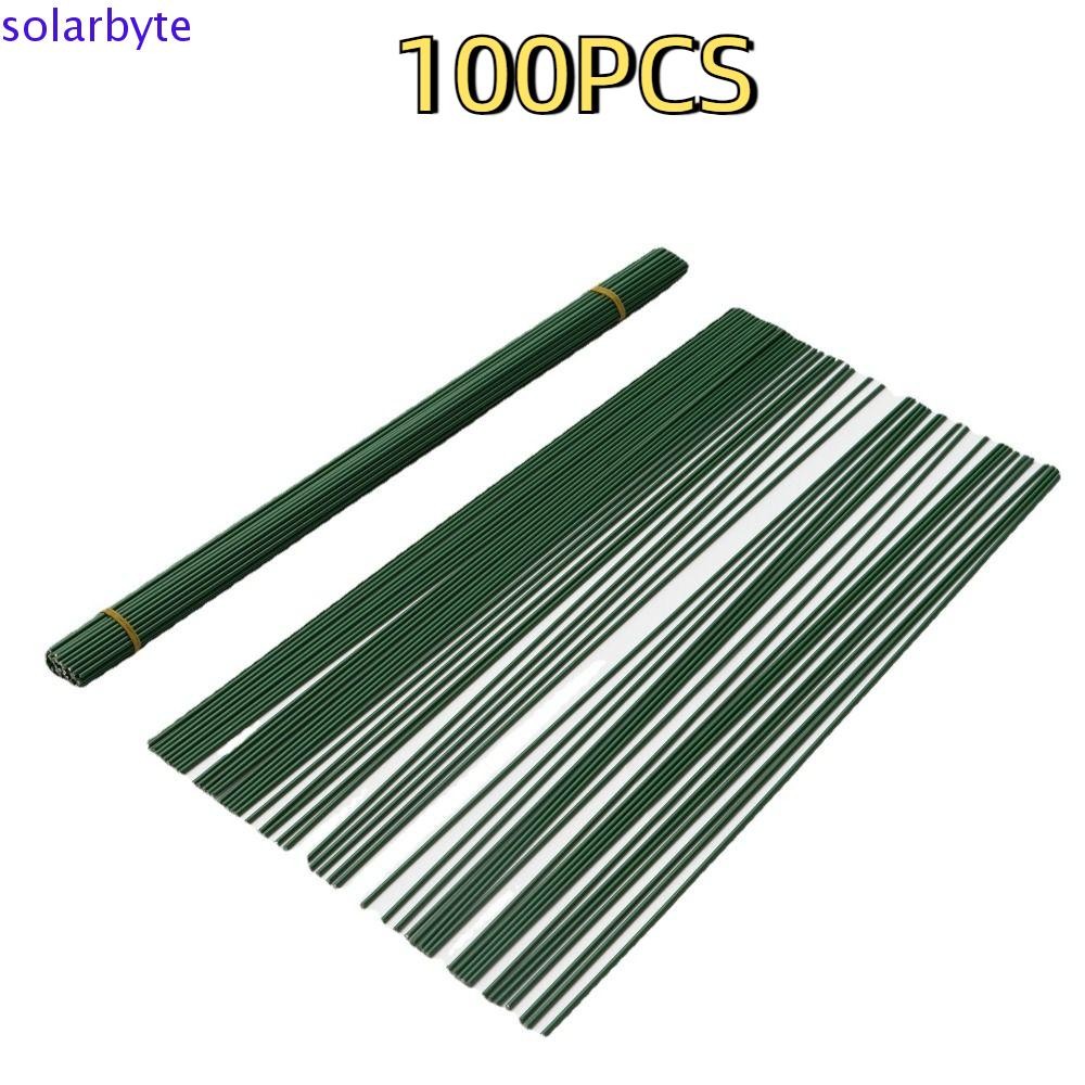 SOLARBYTE 100 ชิ้นดอกไม้สีเขียว Stem, ฝาครอบพลาสติกโลหะ Core ดอกไม้ประดิษฐ์ Stem, DIY Craft ...