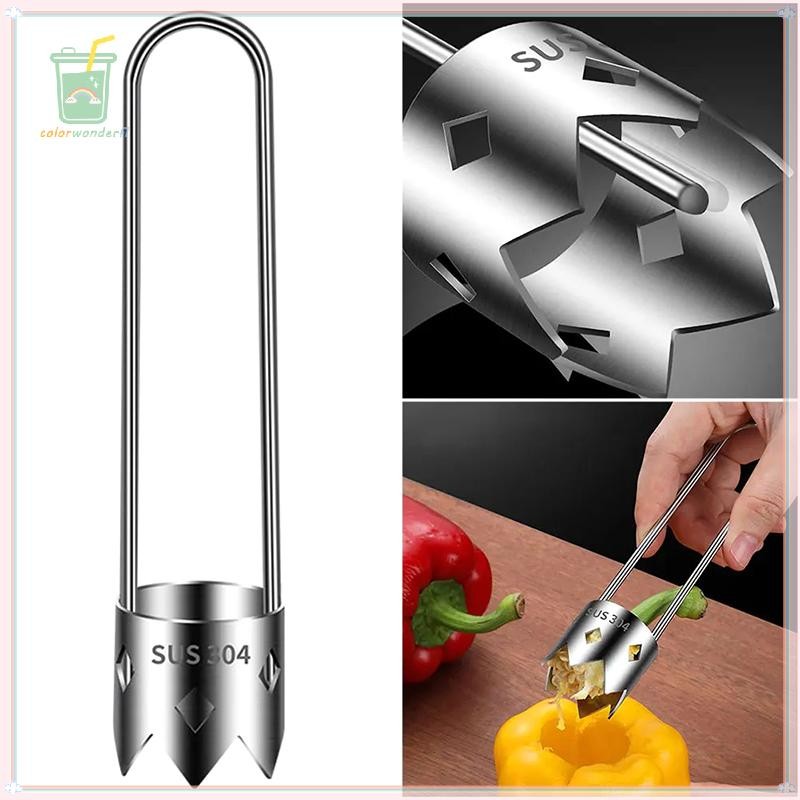 [สี] สแตนเลสผลไม้ Core Remover Pear Bell Peppers Pitter Extractor ...