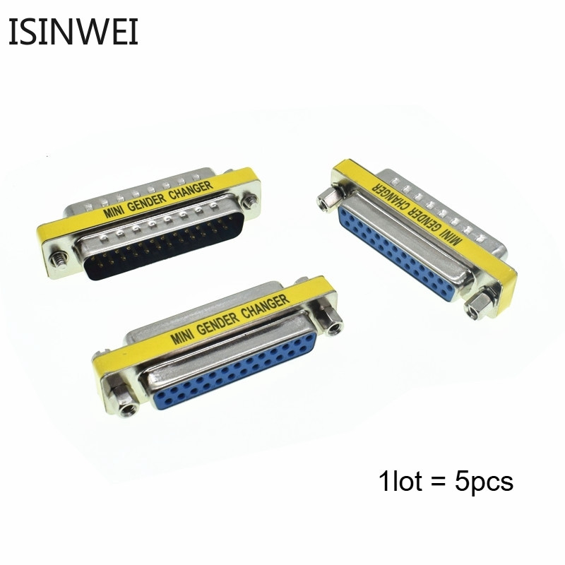 5 ชิ้น DB25 D-Sub 25pin Connectors Mini เพศเปลี่ยนอะแดปเตอร์ RS232 ...