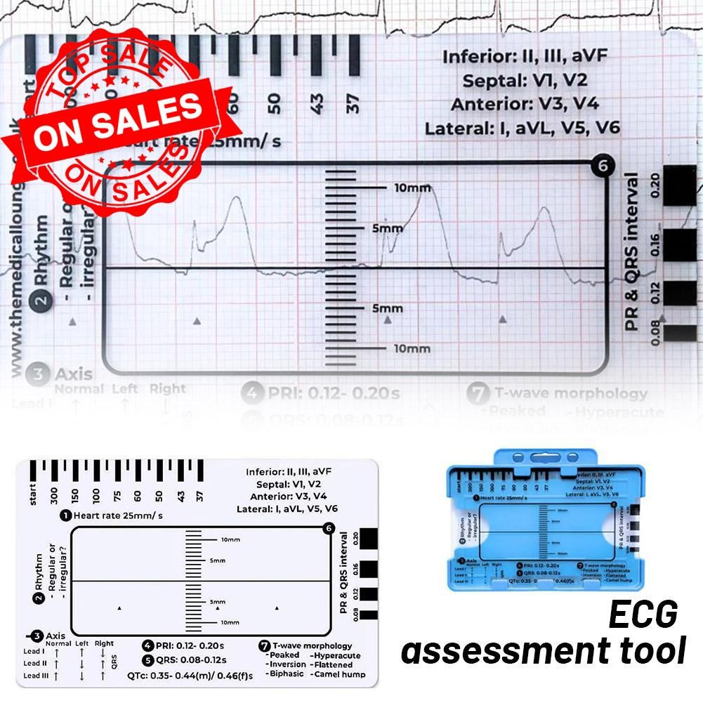 Ecg 7 Step Ruler ekg Pvc Badge Card – Interpret Strips 7 Ecg Ecg/eg ...