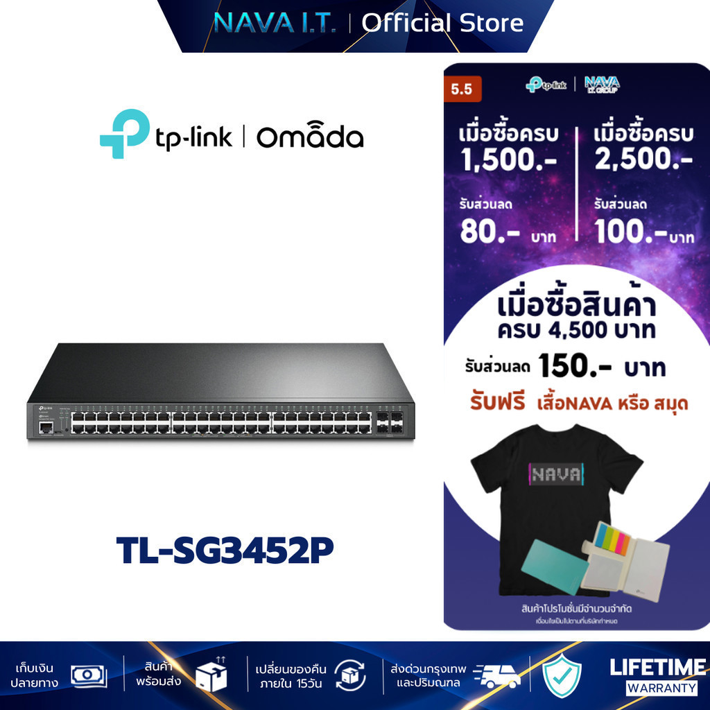 TP-LINK SG3452P Omada 52-Port Gigabit L2+ Managed Switch with 48-Port ...