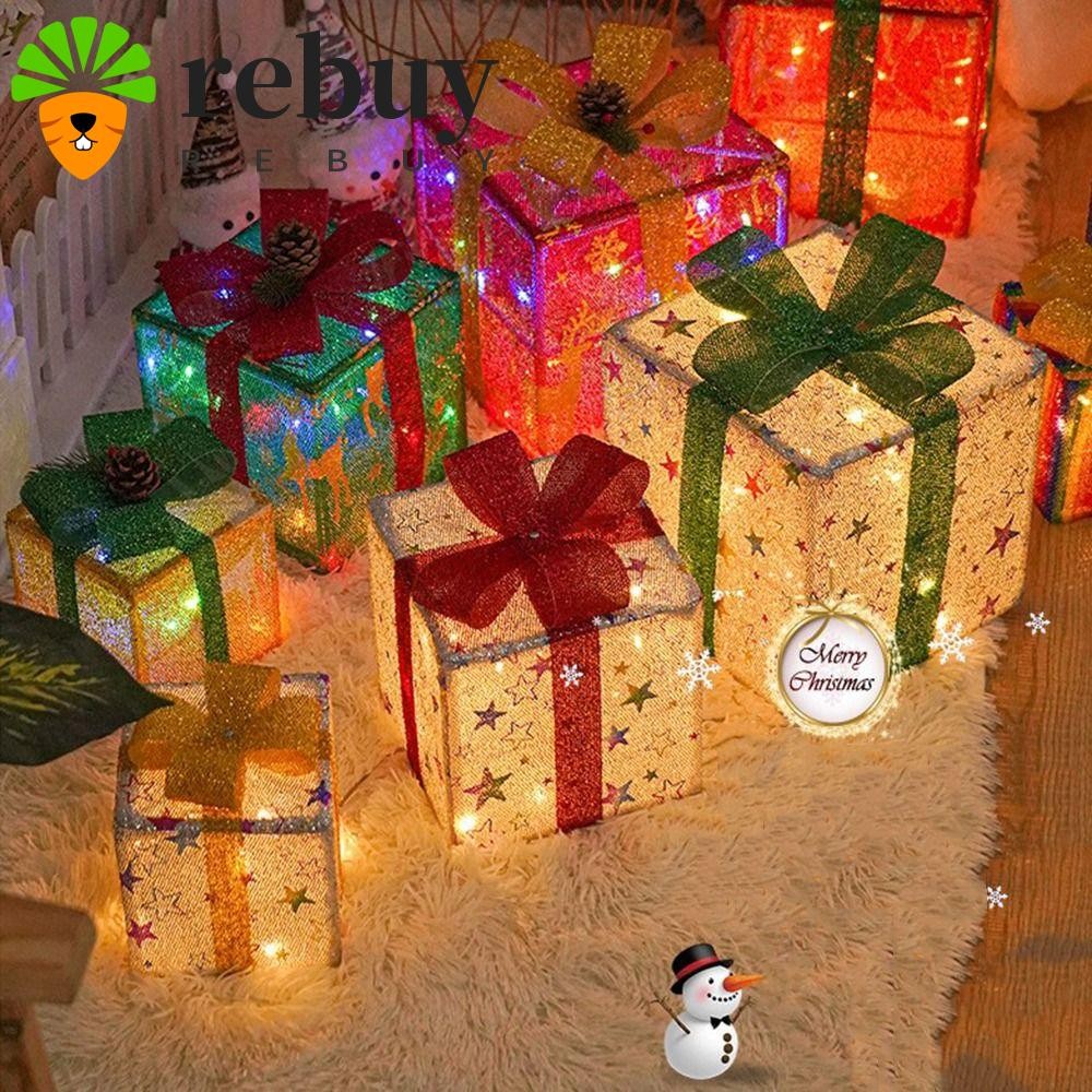 Rebuy 3 ชิ้นคริสต์มาสเรืองแสงตกแต่ง, 8 โหมด Led Luminous คริสต์มาส ...