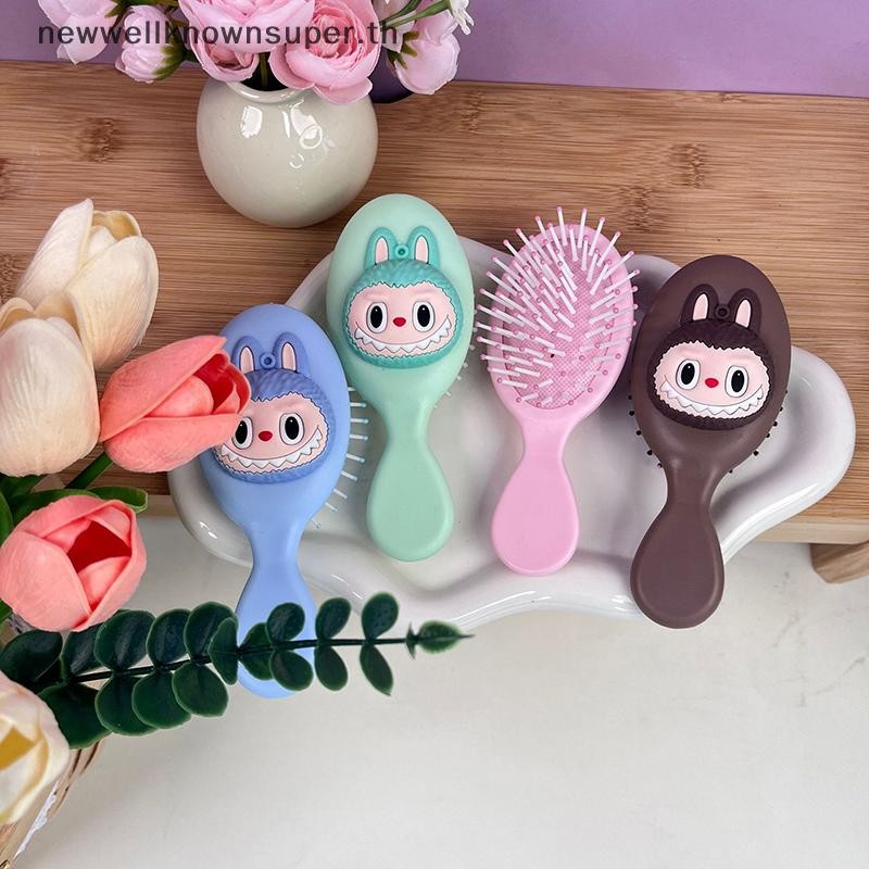 ใหม่แบบพกพาการ์ตูน Labubu Air Cushion หวีนวดมือถือเครื่องมือนวดผม ...