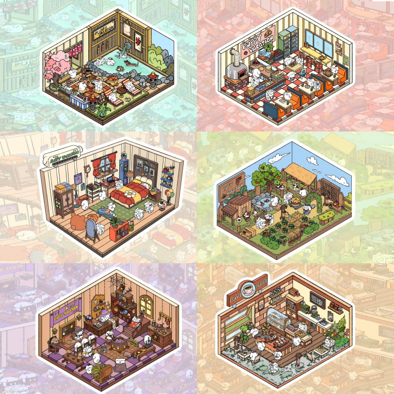 Kowei 4/6 SET [Puppy Life Records Series] สติกเกอร์ Deco น่ารักสติกเกอร ...